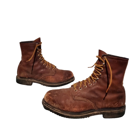 Red Wing Shoes | Shoes | Vintage Red Wing Brown Leather Laceup Combat ...
